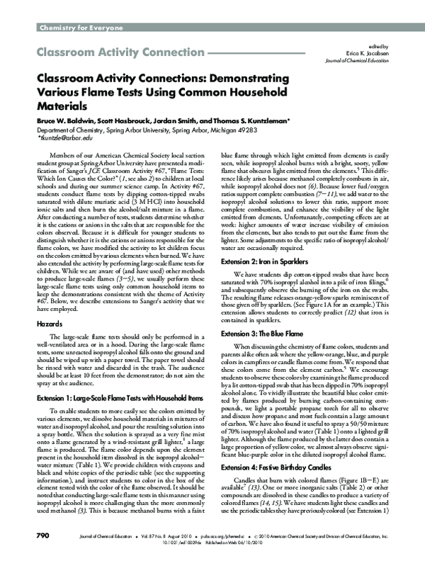 (PDF) Classroom Activity Connections: Demonstrating Various Flame Tests ...