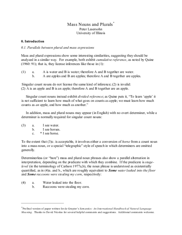 (PDF) 46. Mass nouns and plurals