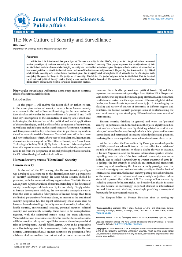 (PDF) The New Culture of Security and Surveillance