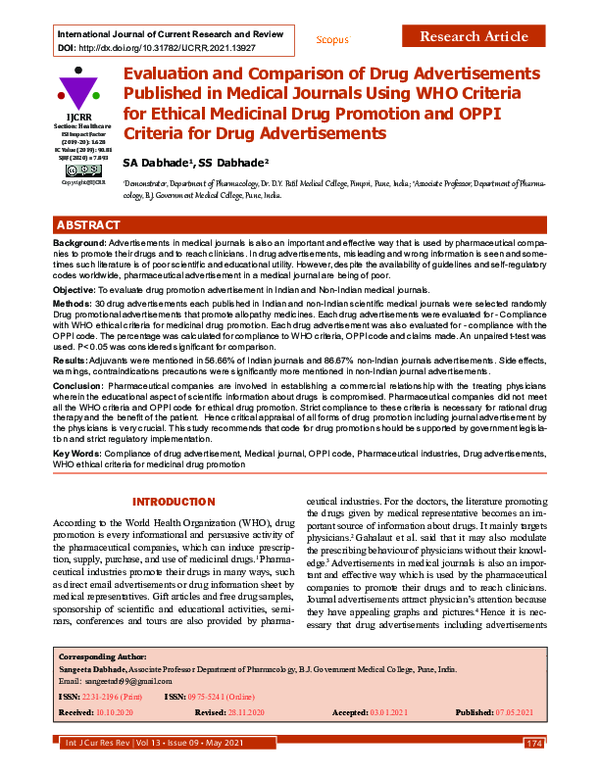 (PDF) Evaluation and Comparison of Drug Advertisements Published in ...
