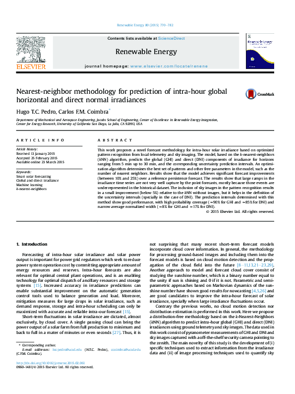 (PDF) Nearest-neighbor methodology for prediction of intra-hour global ...