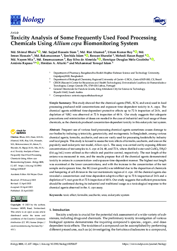 (PDF) Toxicity Analysis of Some Frequently Used Food Processing ...