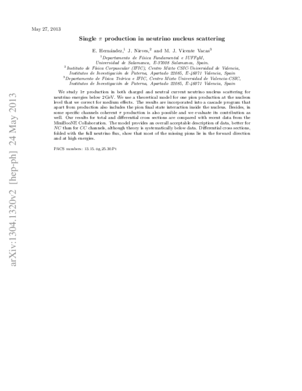 (PDF) Single pi production in neutrino- nucleus scattering