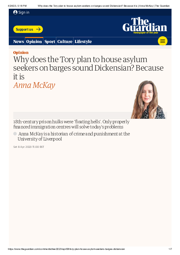 (PDF) Why does the Tory plan to house asylum seekers on barges sound ...