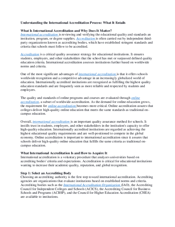(PDF) Understanding the International Accreditation Process: What It ...