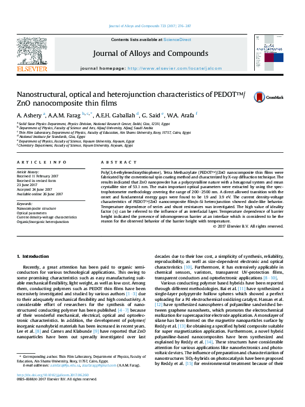 (PDF) Nanostructural, optical and heterojunction characteristics of ...
