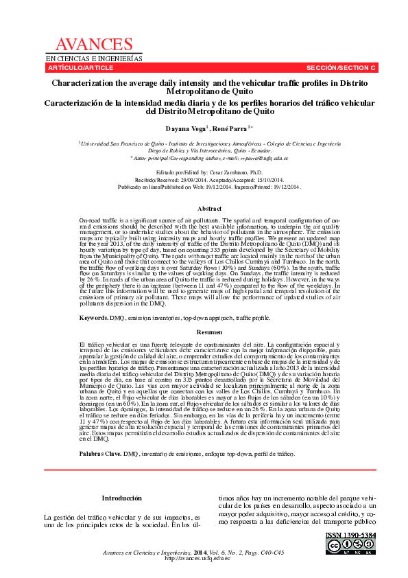 (PDF) Caracterización de la intensidad media diaria y de los perfiles horarios del tráfico ...