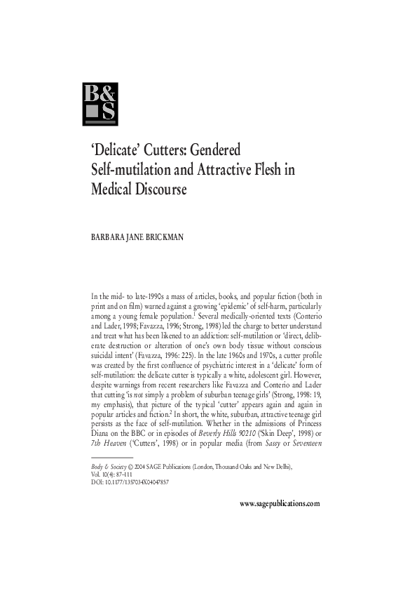 (PDF) 'Delicate' Cutters: Gendered Self-Mutilation and Attractive Flesh ...