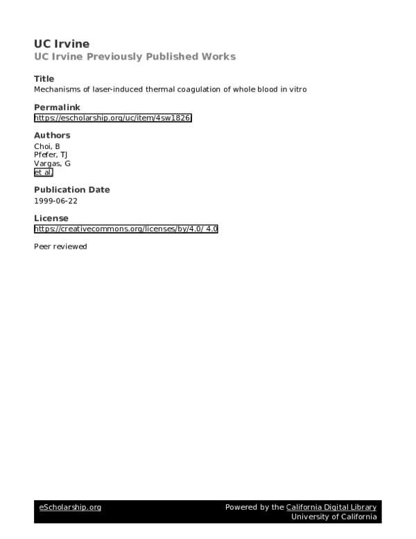 (PDF) Mechanisms of laser-induced thermal coagulation of whole blood in ...