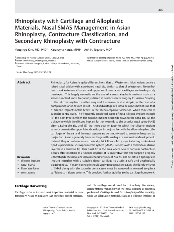 (PDF) Rhinoplasty with Cartilage and Alloplastic Materials, Nasal SMAS ...