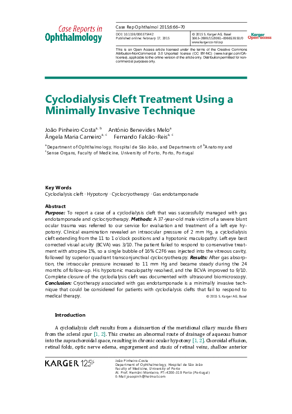 (PDF) Cyclodialysis cleft treatment using a minimally invasive technique
