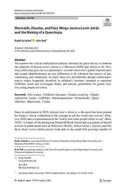 (PDF) Mermaids, Abuelas, and Fairy Wings: Jessica Love's Julian and the ...