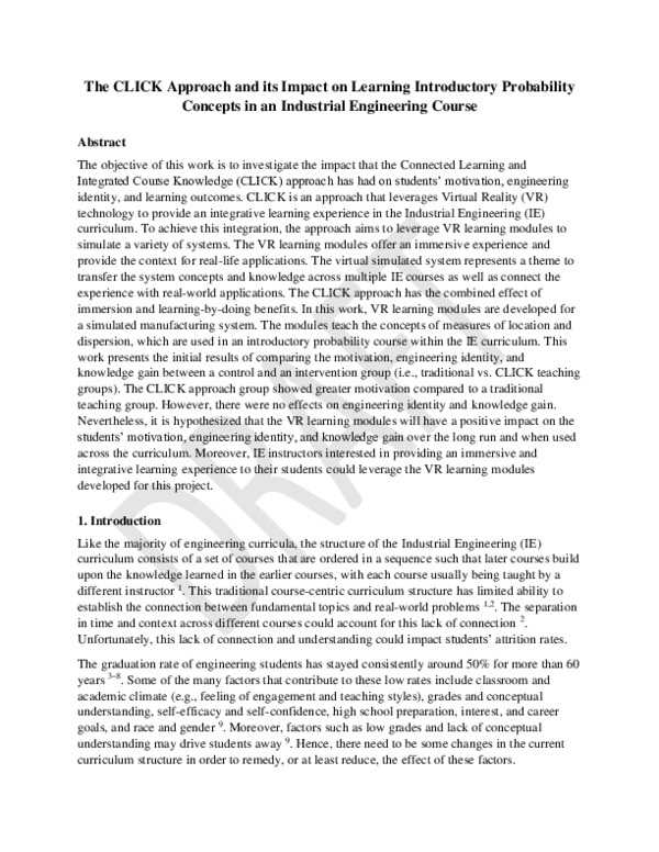 (PDF) The CLICK Approach and Its Impact on Learning Introductory ...
