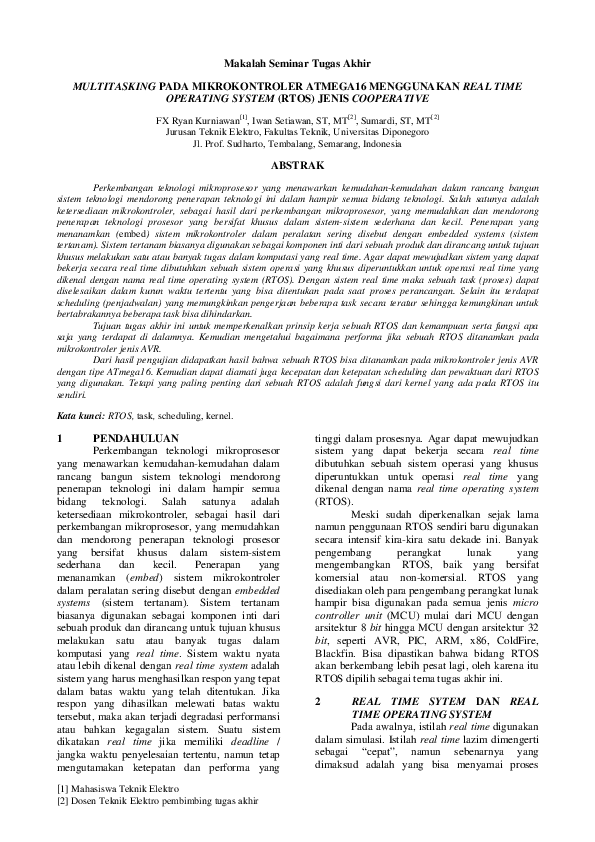 (PDF) Multitasking Pada Mikrokontroler ATMEGA16 Menggunakan Real Time Operating System (Rtos ...