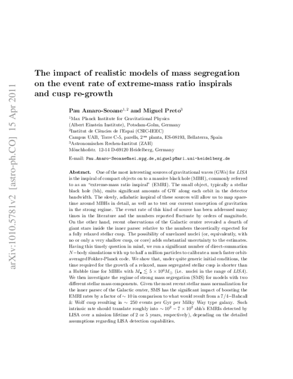 (PDF) The impact of realistic models of mass segregation on the event ...