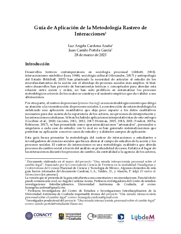 (PDF) Guía de Aplicación de la Metodología Rastreo de Interacciones