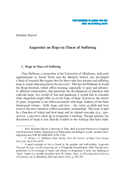 (PDF) Augustine on Hope in Times of Suffering