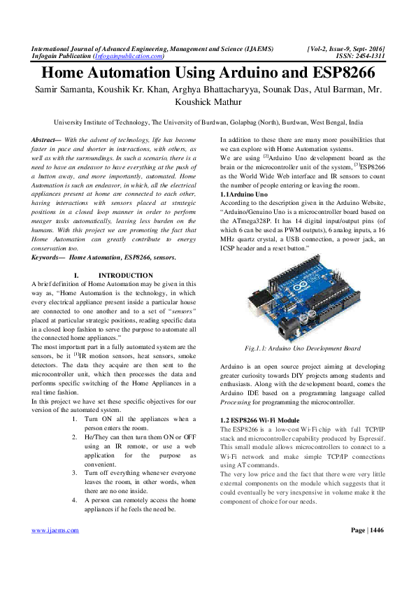 (PDF) Home Automation Using Arduino and ESP8266