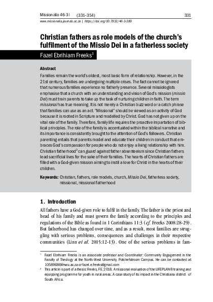 (PDF) Christian fathers as role models of the church’s fulfillment of ...