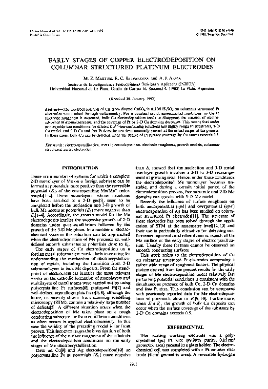 (PDF) Early stages of copper electrodeposition on columnar structured ...