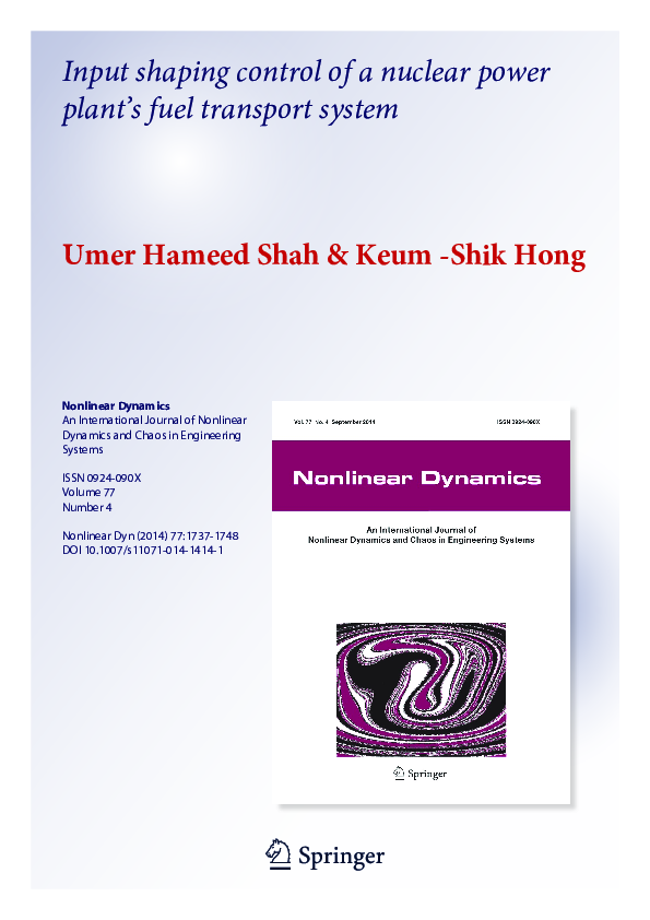 (PDF) Input shaping control of a nuclear power plant’s fuel transport system | M Shah - Academia.edu