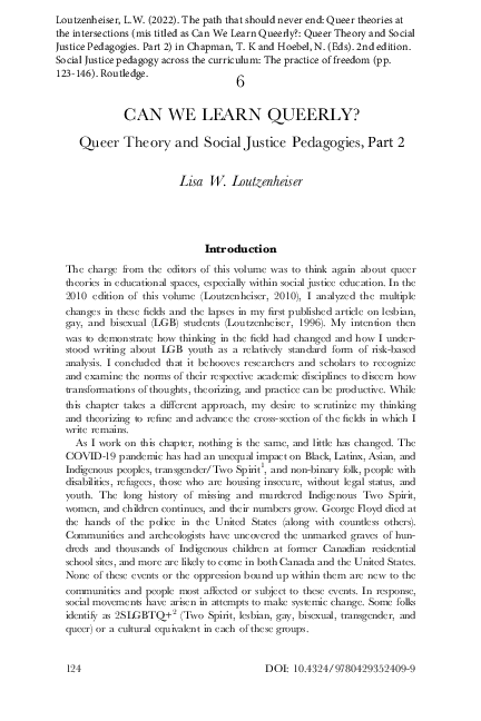 (PDF) The path that should never end: Queer theories at the ...