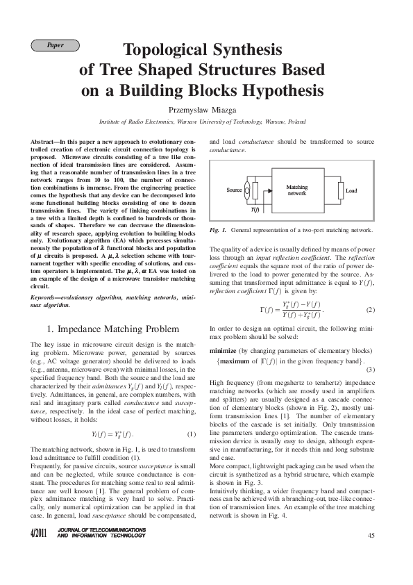 (PDF) Topological Synthesis of Tree Shaped Structures Based on a ...