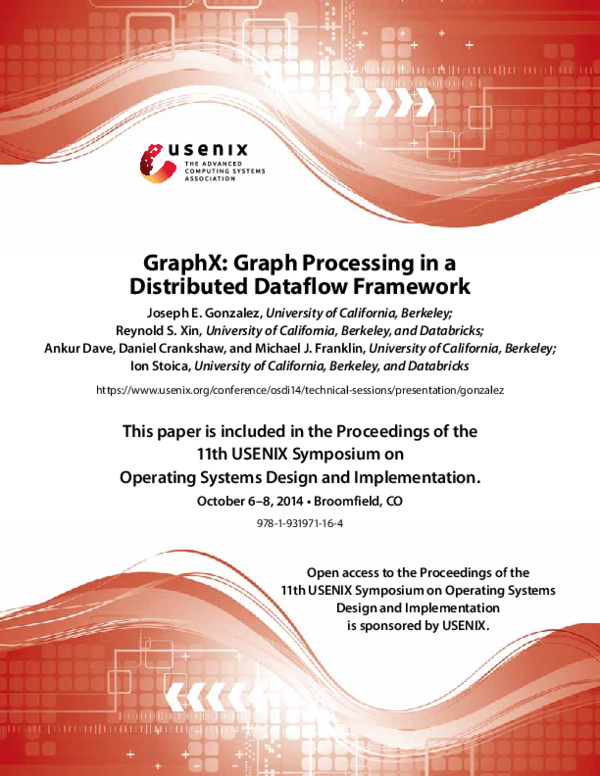 (PDF) GraphX: Graph Processing in a Distributed Dataflow Framework