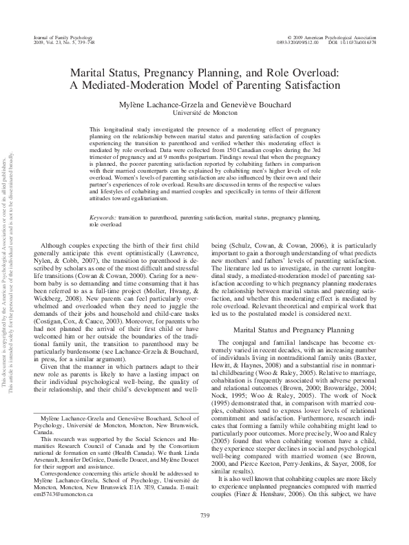 (PDF) Marital status, pregnancy planning, and role overload: A mediated ...