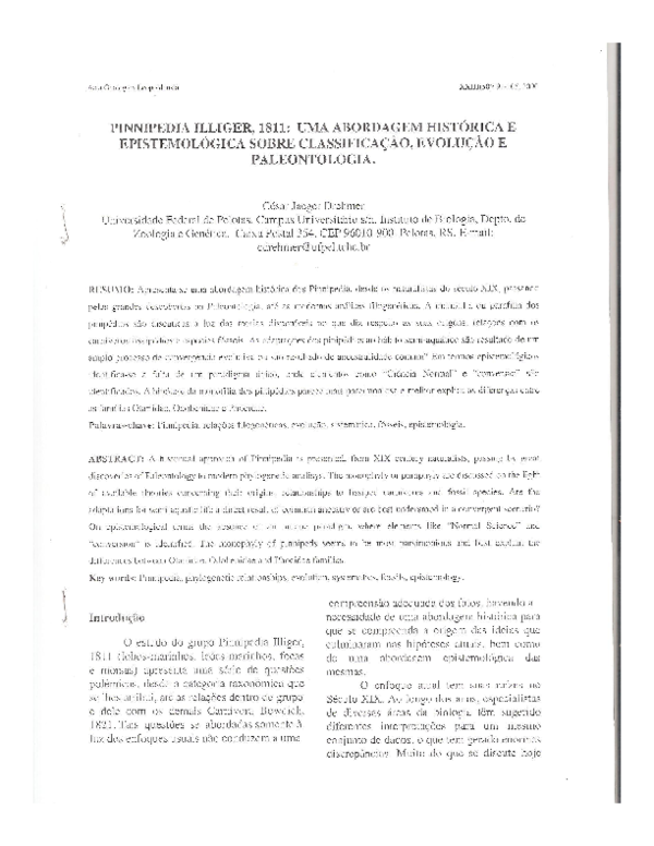 (PDF) Pinnipedia Illiger, 1811: uma abordagem historica e ...