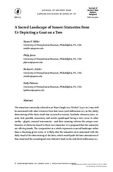(PDF) A Sacred Landscape of Sumer: Statuettes from Ur Depicting a Goat ...