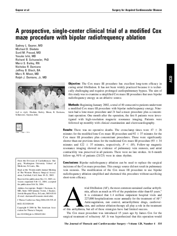 (PDF) A prospective, single-center clinical trial of a modified Cox ...