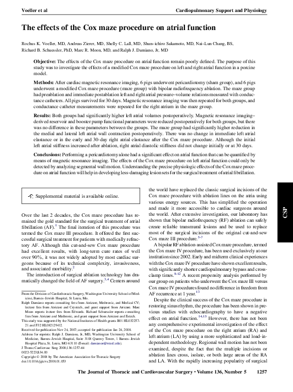 (PDF) The effects of the Cox maze procedure on atrial function