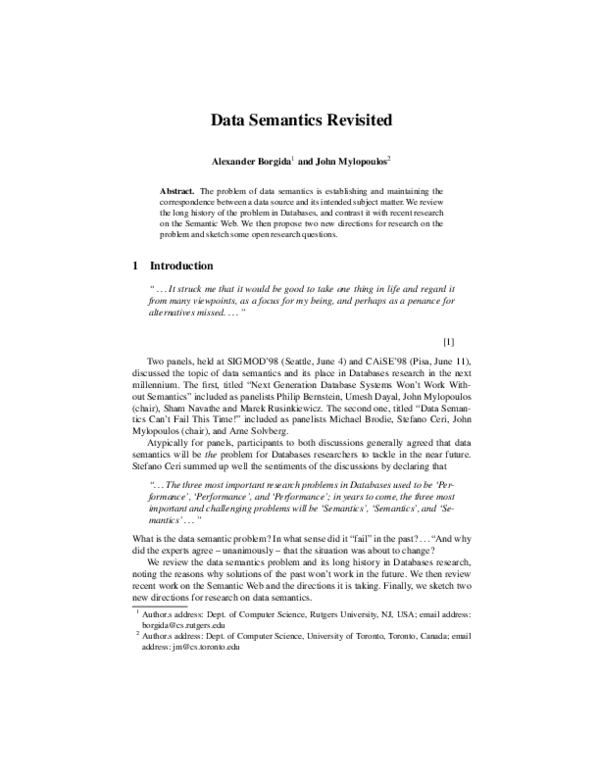 (PDF) Data Semantics Revisited