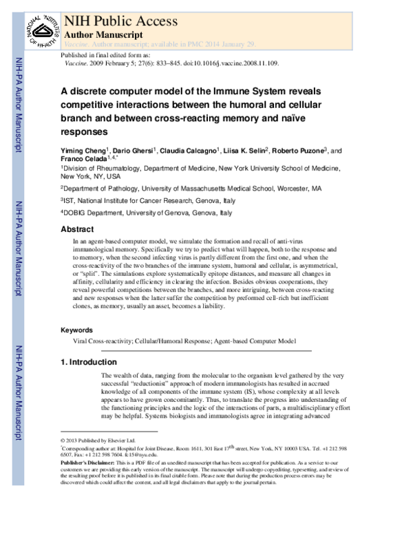 (PDF) A discrete computer model of the immune system reveals ...