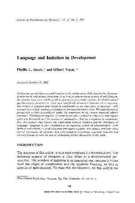 (PDF) Language and imitation in development
