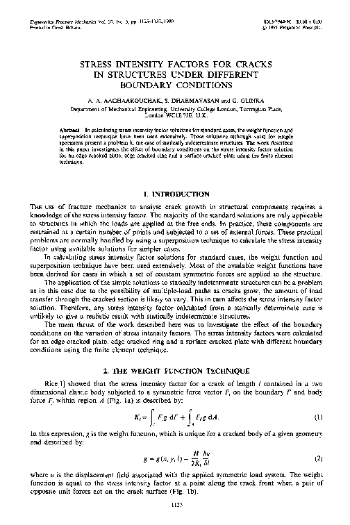 (PDF) Stress intensity factors for cracks in structures under different ...