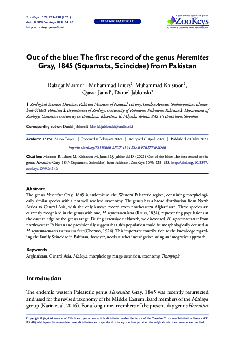 (PDF) Out of the blue: The first record of the genus Heremites Gray ...