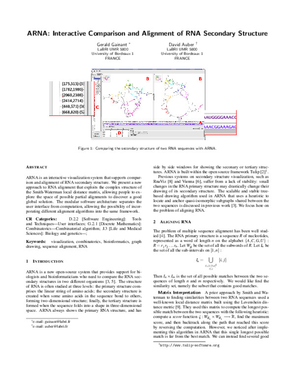 (PDF) ARNA: Interactive Comparison and Alignment of RNA Secondary Structure