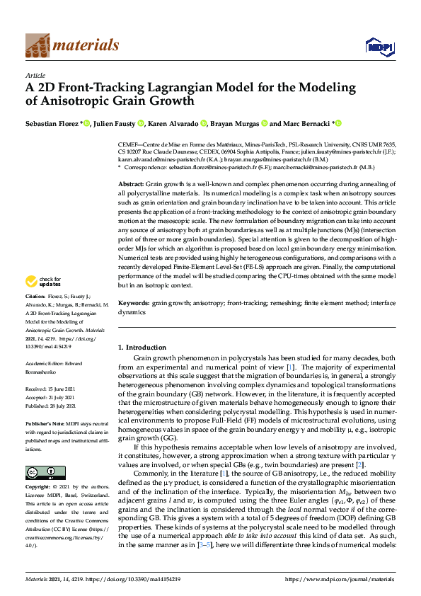 (PDF) A 2D Front-Tracking Lagrangian Model for the Modeling of Anisotropic Grain Growth