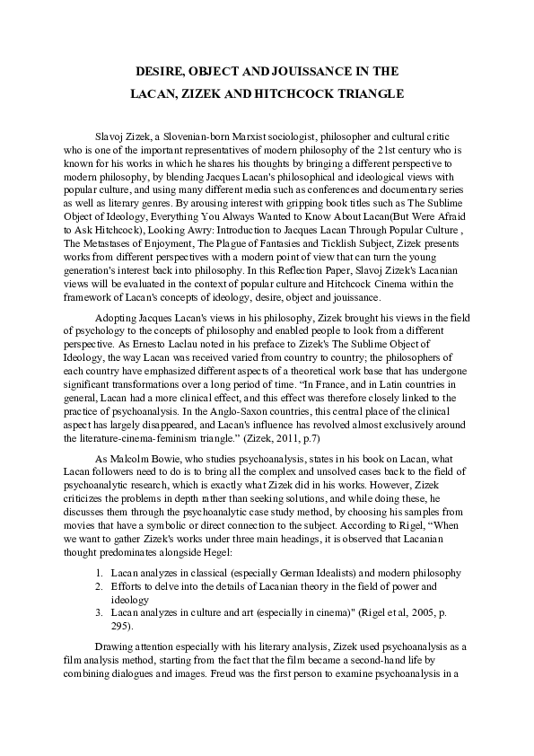 (DOC) DESIRE, OBJECT AND JOUISSANCE IN THE LACAN, ŽIŽEK AND HITCHCOCK ...