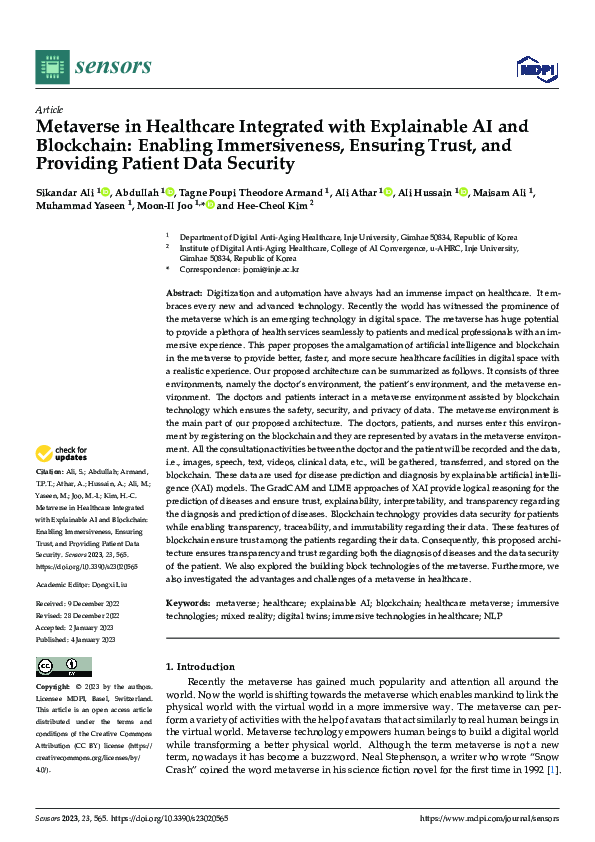 (PDF) Metaverse in Healthcare Integrated with Explainable AI and Blockchain: Enabling ...