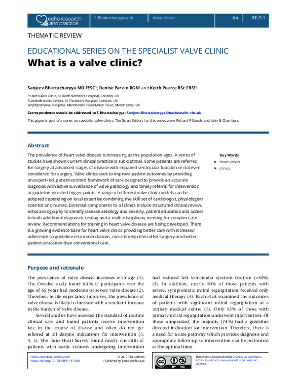 (PDF) What is a valve clinic?