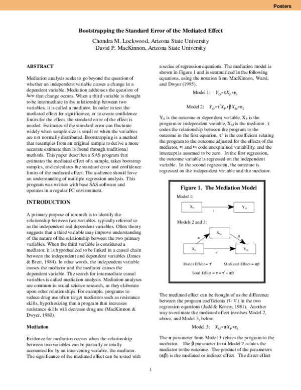 (PDF) Bootstrapping the standard error of the mediated effect