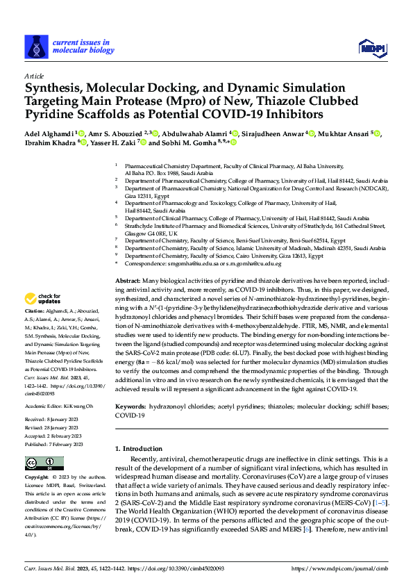 (PDF) Synthesis, Molecular Docking, and Dynamic Simulation Targeting Main Protease (Mpro) of New ...