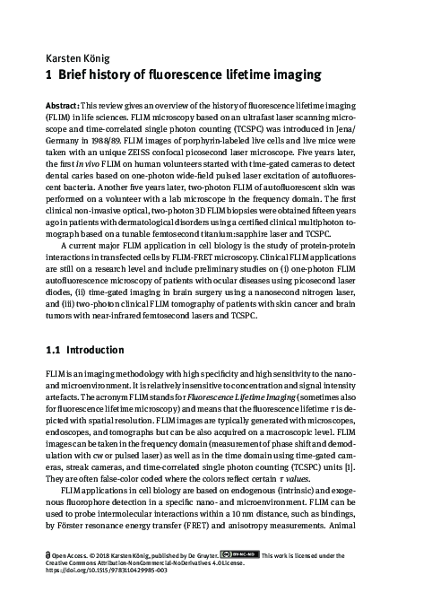 (PDF) 1 Brief history of fluorescence lifetime imaging