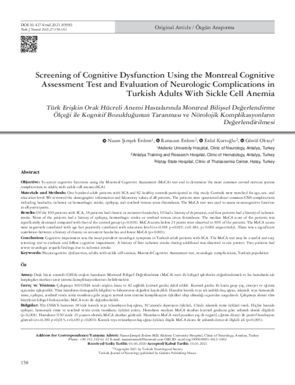 (PDF) Screening of Cognitive Dysfunction Using the Montreal Cognitive ...