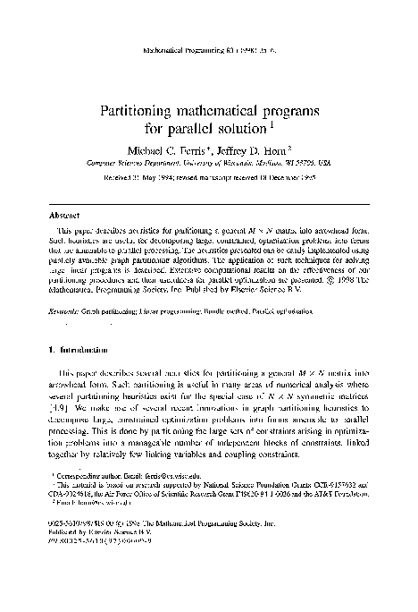 Pdf Heuristics For Parallel Optimization Partitioning