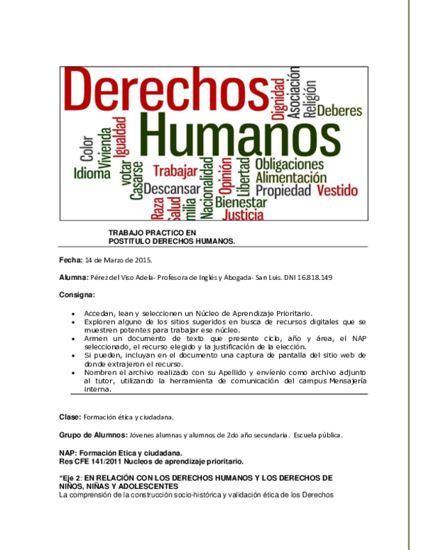 (PDF) Propuesta pedagógica con el tema Derechos humanos. para Secundaria.