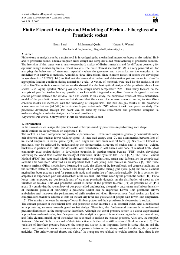 (PDF) Finite Element Analysis and Modelling of Perlon - Fiberglass of a ...